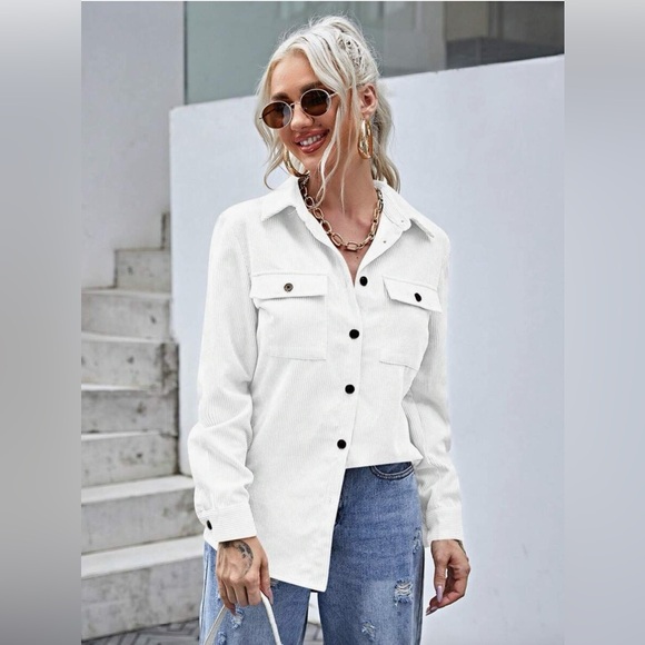 SHEIN | Jackets & Coats | New Womens White Buttonup Shacket | Poshmark